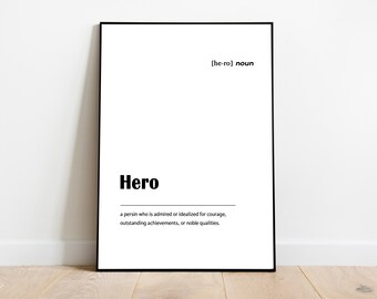 Hero Definition Funny Quote Print Wall Art Poster Hero | Etsy