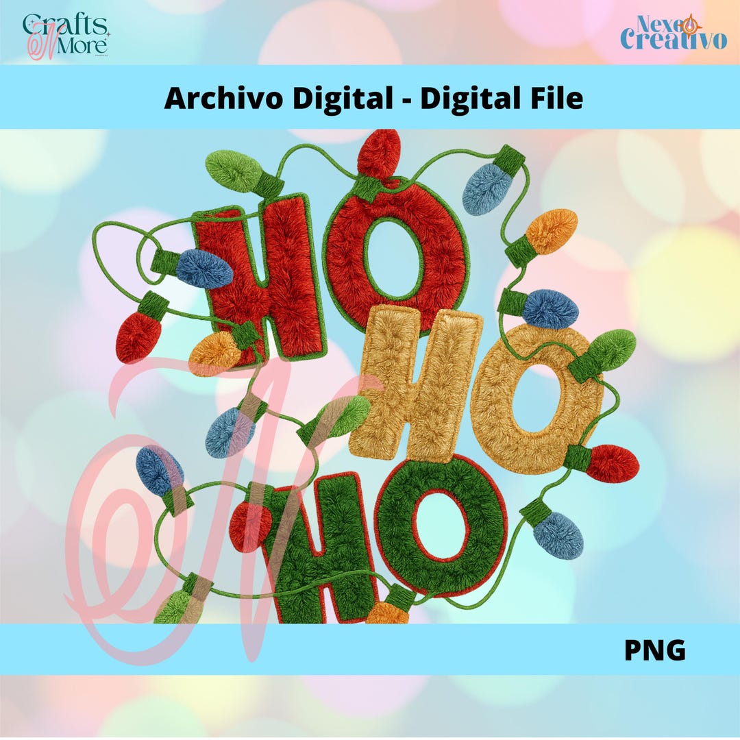 HOHOHO Lights Christmas Lights - Digital File PNG - SVG Embroidery ...