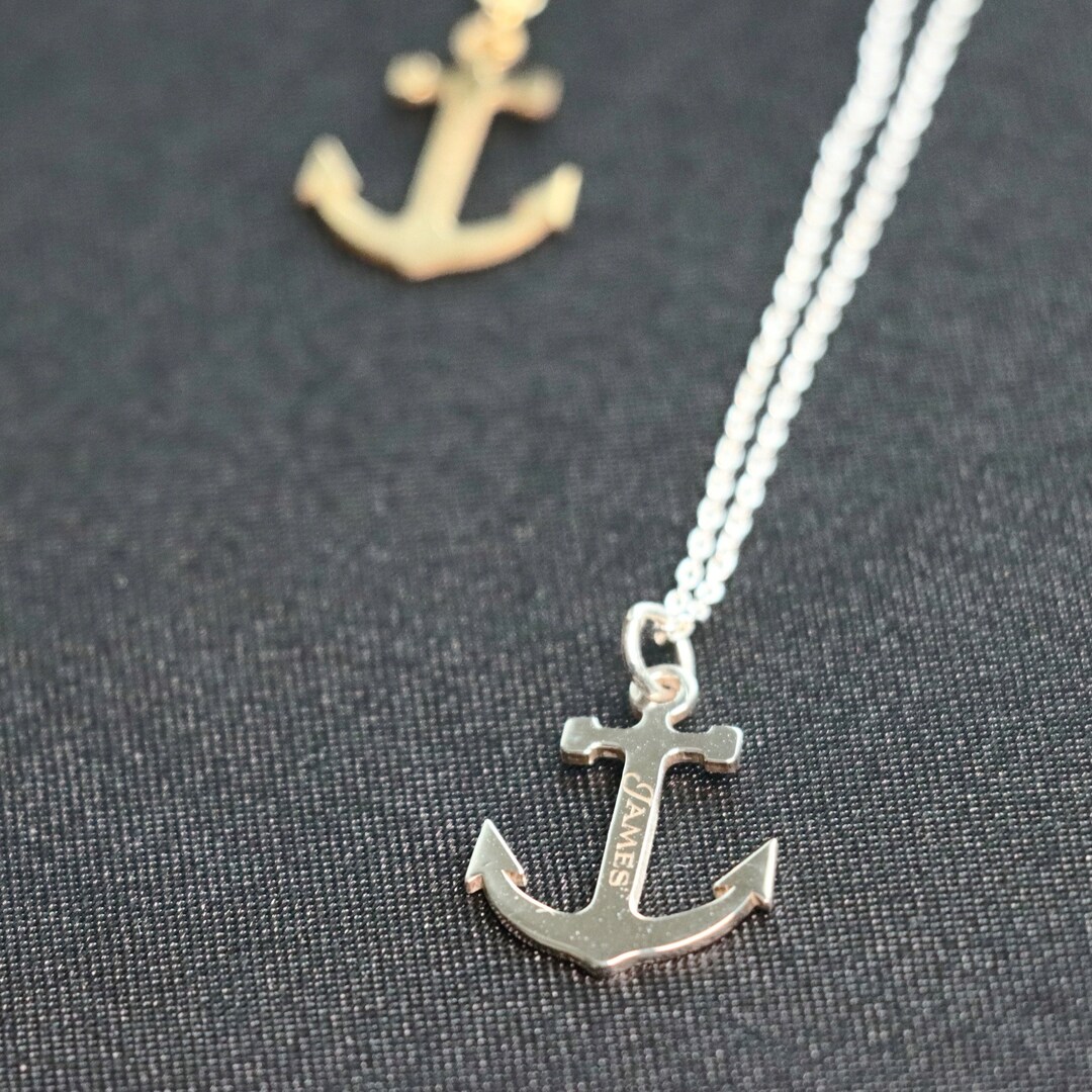 Anchor Name Necklace, Sterling Silver Custom Name Necklace, Anchor ...