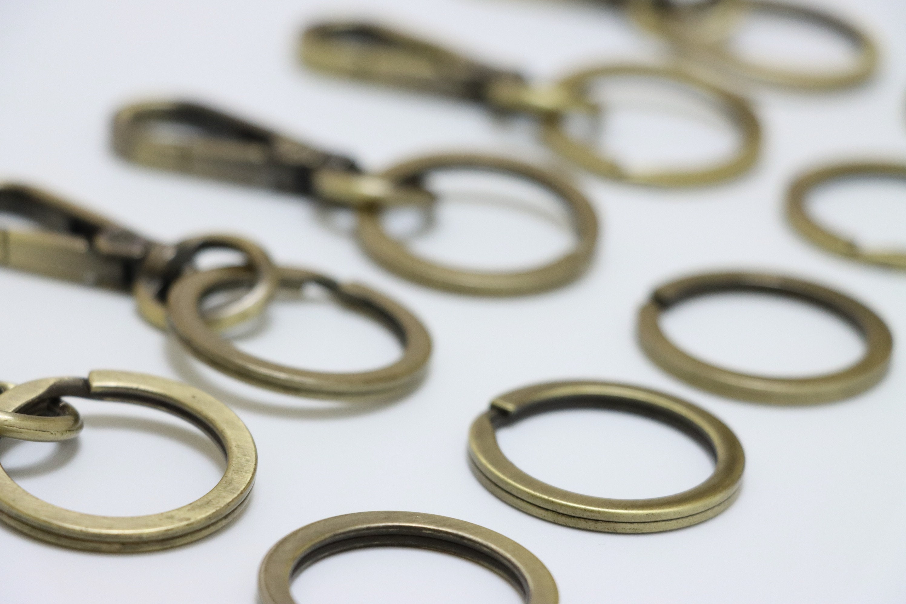 10 Pcs FLAT SPLIT RINGS Antique Brass Bronze Keyring Blank Key Chain ...
