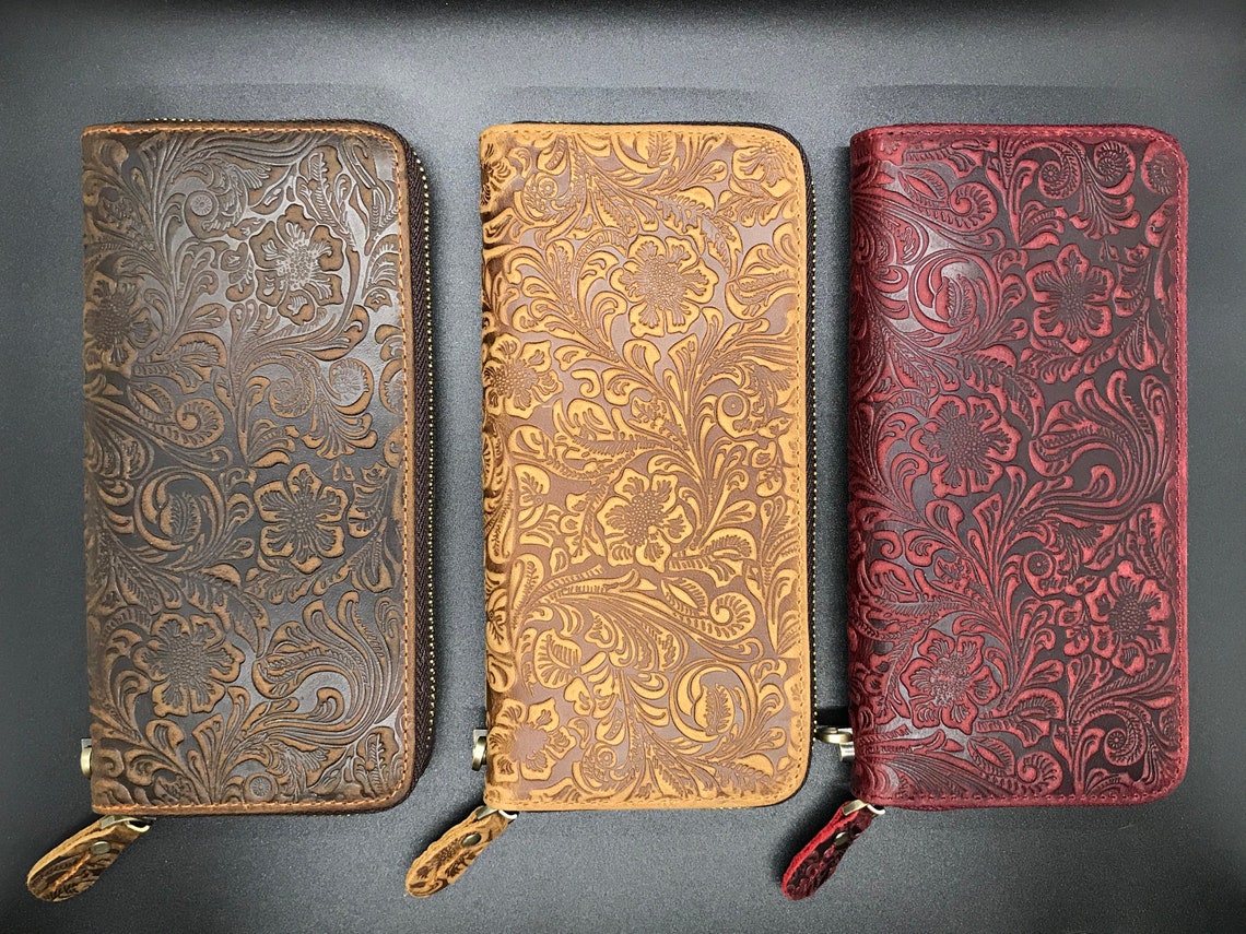 Valentines Day Gift Minimalist Leather Wallet Zipper Wallet | Etsy