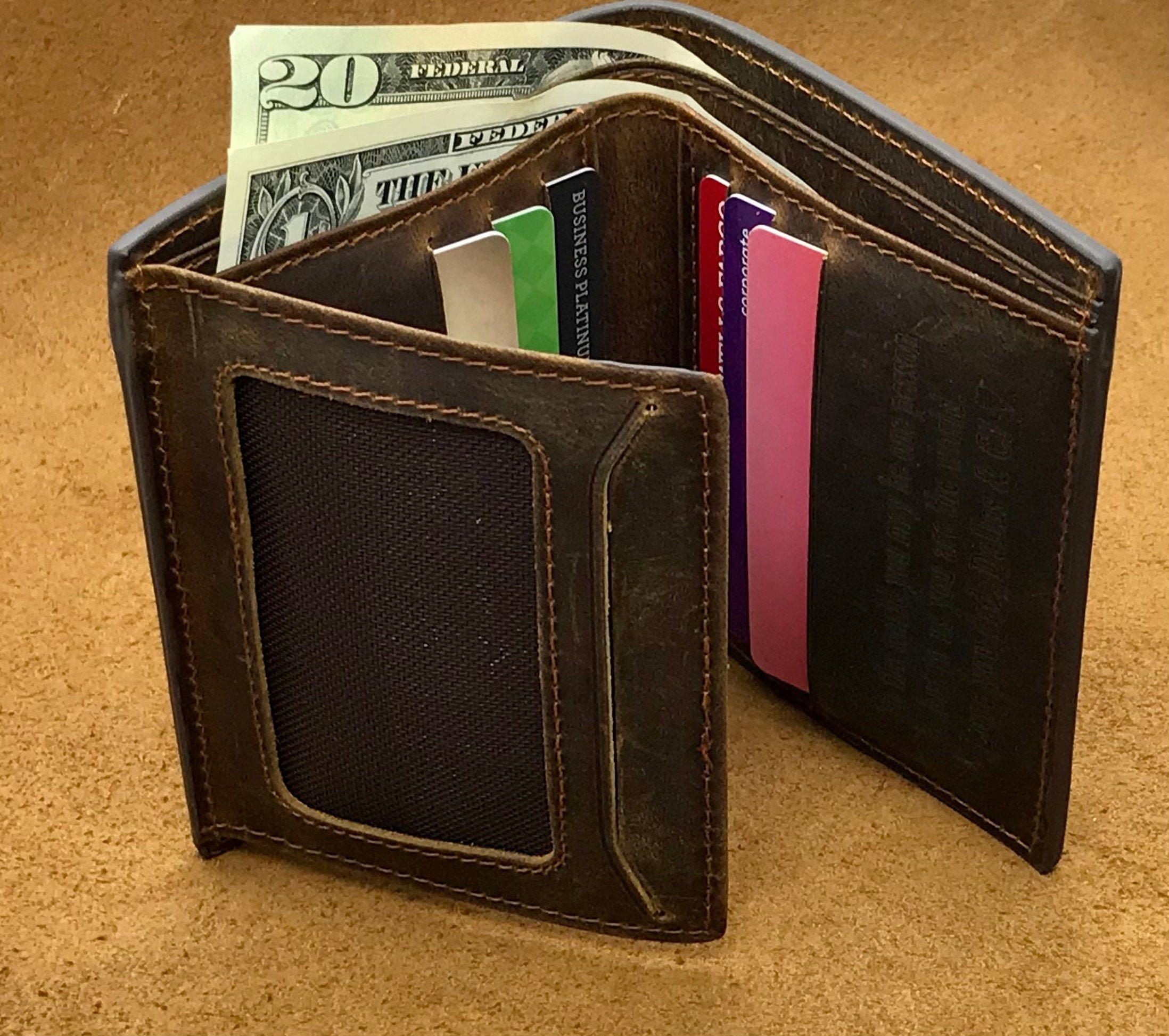 TRIFOLD WALLETS for MEN Men's Leather Trifold Wallet | Etsy