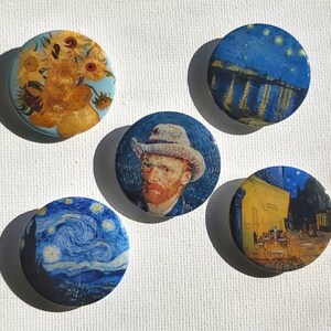 Van Gogh Painting Pins - Set of 5 Plastic Backed Button Pins - Etsy