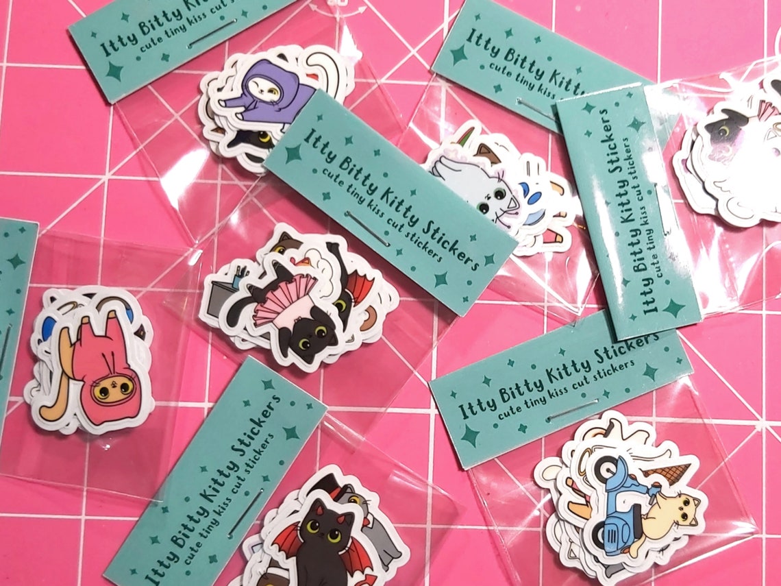 Itty Bitty Tiny Little Cat Stickers Waterproof Glossy Vinyl - Etsy