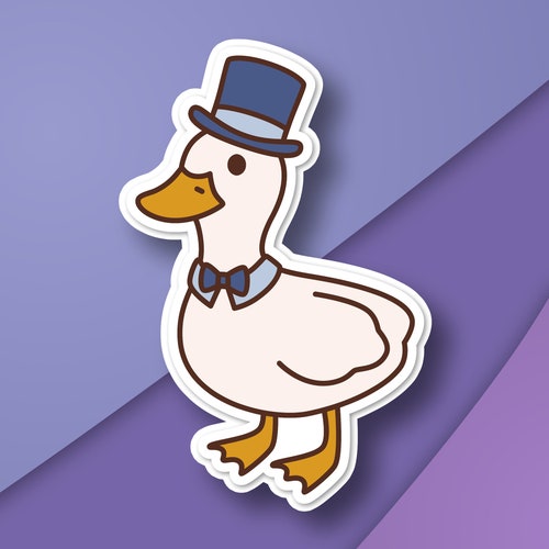 Duck in a Top Hat Waterproof Glossy Vinyl Kiss Cut Sticker - Etsy