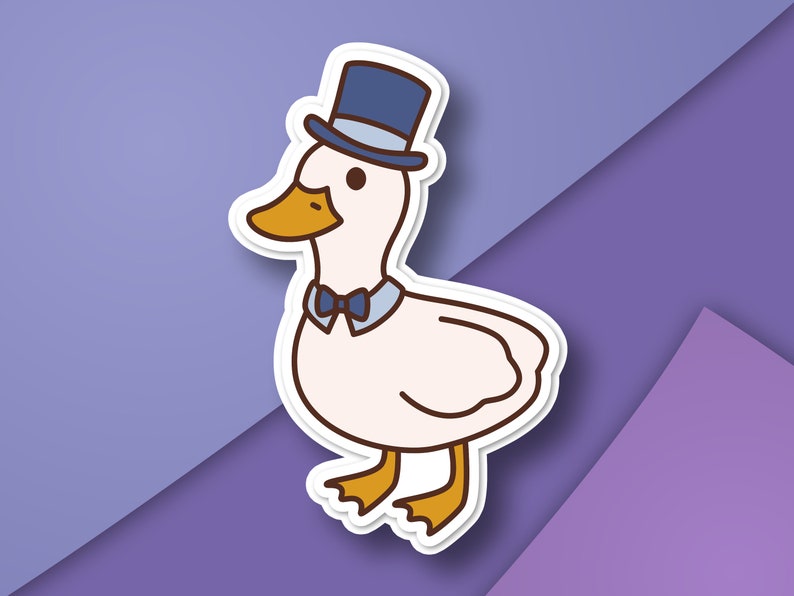 Duck in a Top Hat Waterproof Glossy Vinyl Kiss Cut Sticker - Etsy