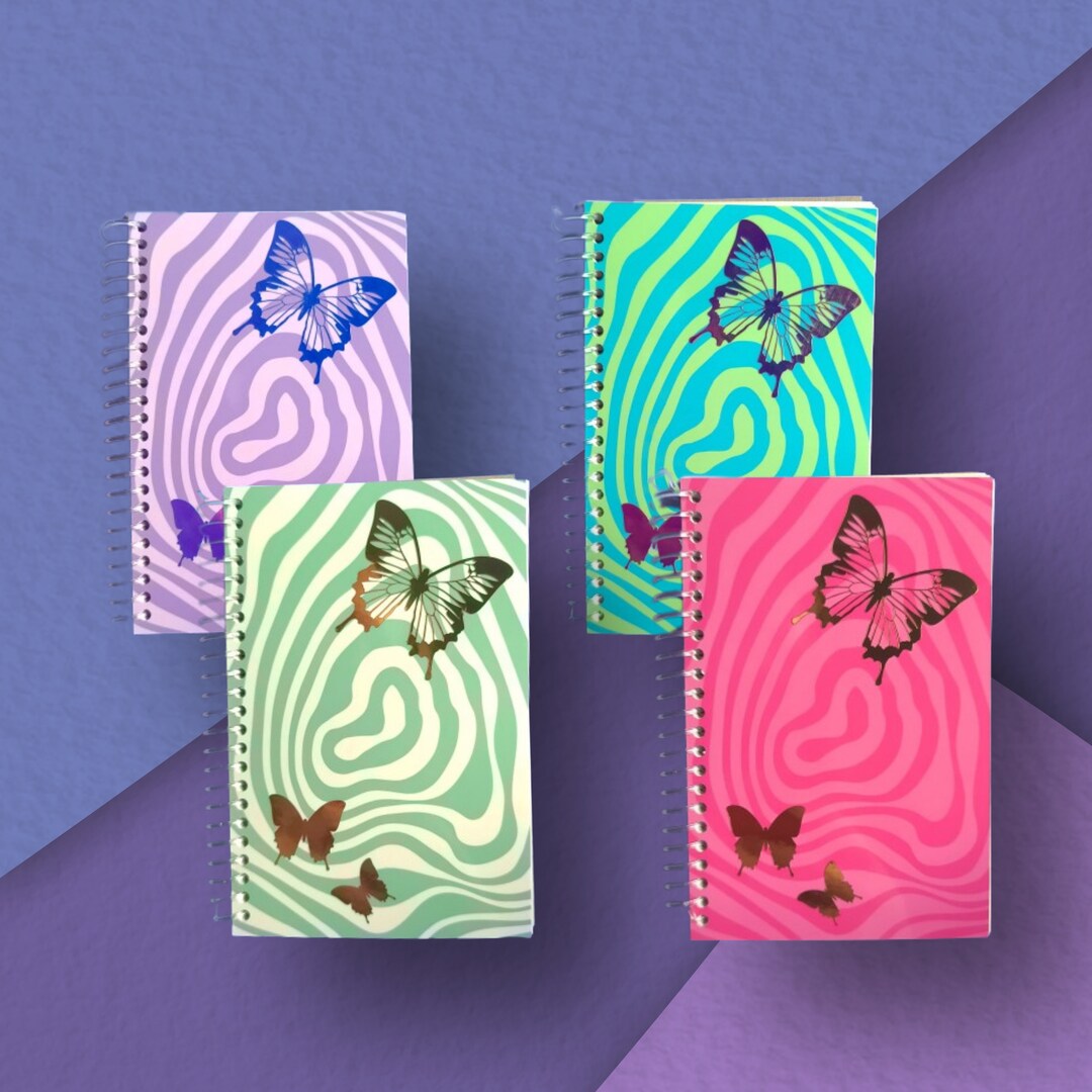Butterflies and Swirls - 4x6 Colorful Butterfly Notebooks Made With 100 ...