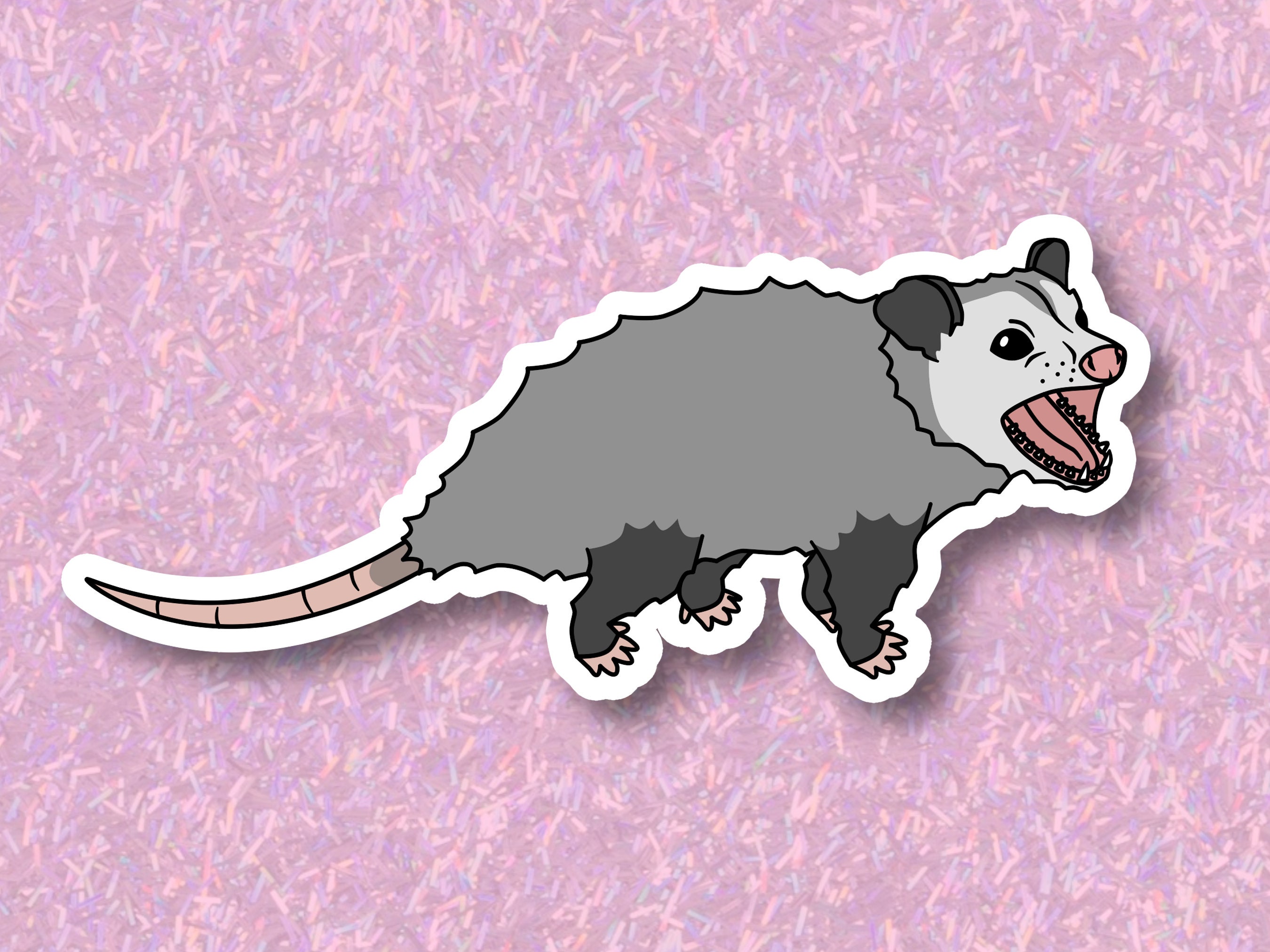 Cute Hissing Opossum Waterproof Glossy Vinyl Sticker | Etsy