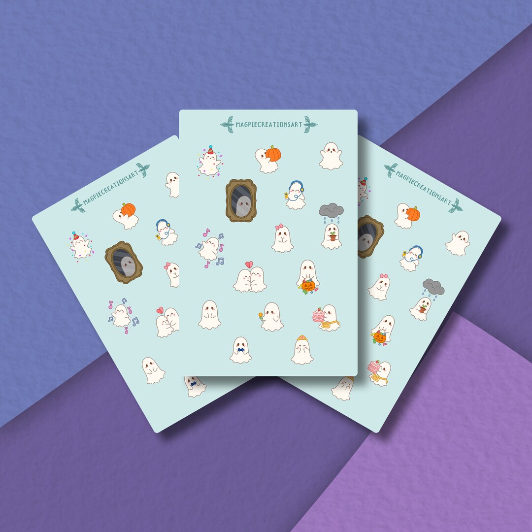Cute Ghosts - Matte Paper Halloween Ghost Sticker Sheet - Etsy