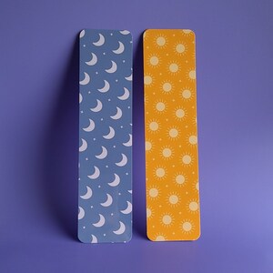 Sun and Moon Bookmarks - Set of 2 Glossy 2x8 Inch Celestial Bookmarks ...