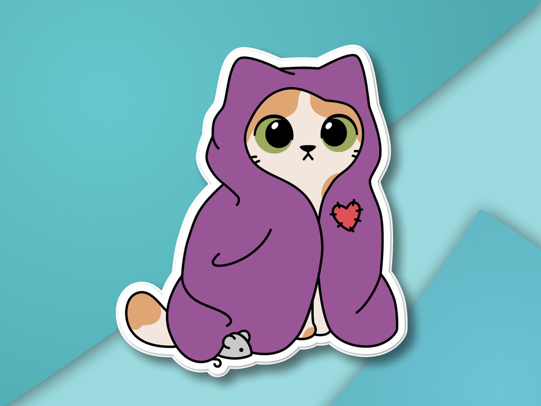 Blanket Kitty - Waterproof Glossy Vinyl Cat in a Blanket Sticker - Etsy