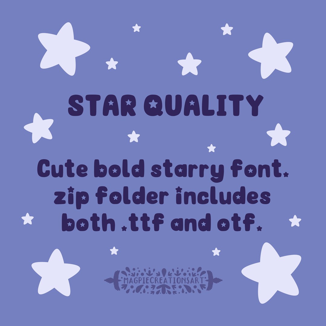 Star Quality Font - Digital Download Bold Star Font - Zip Folder ...