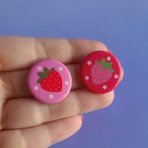 Berry Best Friends - Cute 1 Inch Strawberry Button Pin Duo - Gift for ...