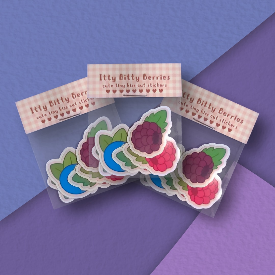 Itty Bitty Tiny Little Berry Stickers - Waterproof Glossy Vinyl Kiss ...