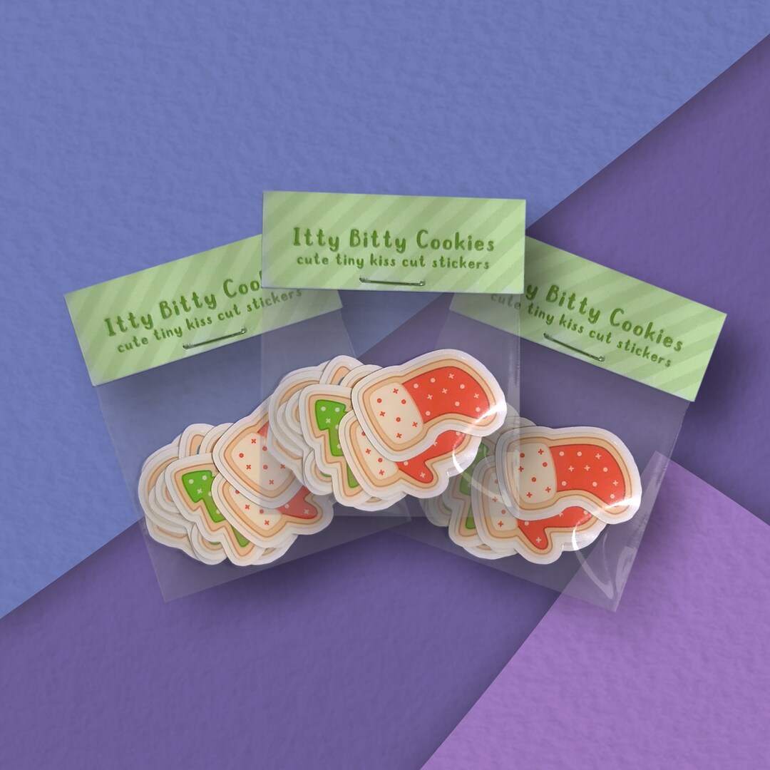 Itty Bitty Tiny Little Holiday Cookie Stickers - Waterproof Glossy ...