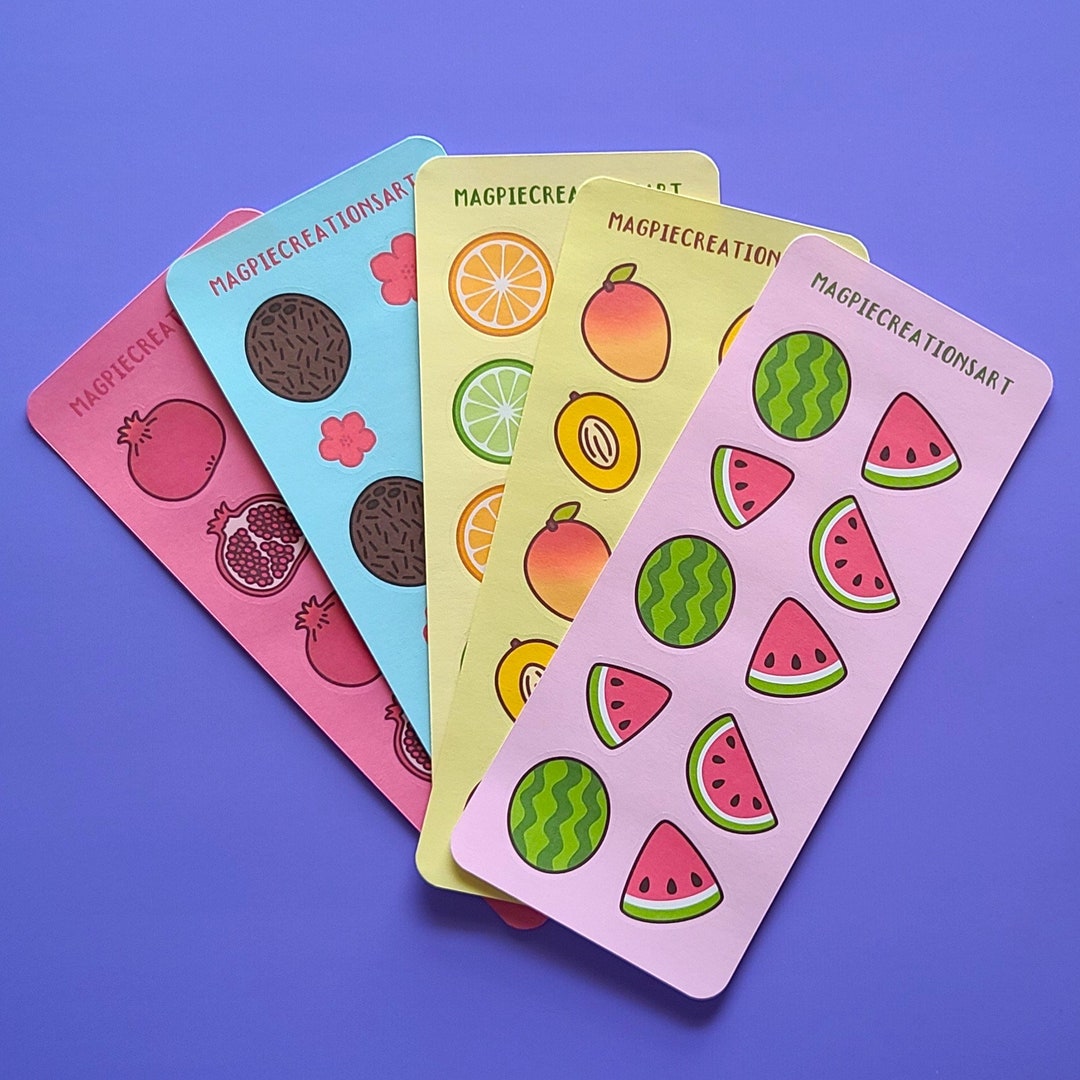 Summer Fruits - Cute Fruity Handmade 3x7 Matte Sticker Sheets - Etsy