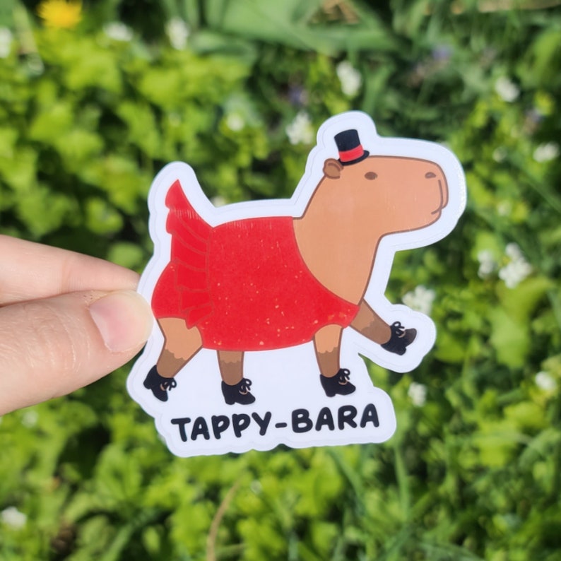 Tappy-bara, Tap Dancing Capybara - Waterproof Glossy Vinyl Capybara ...