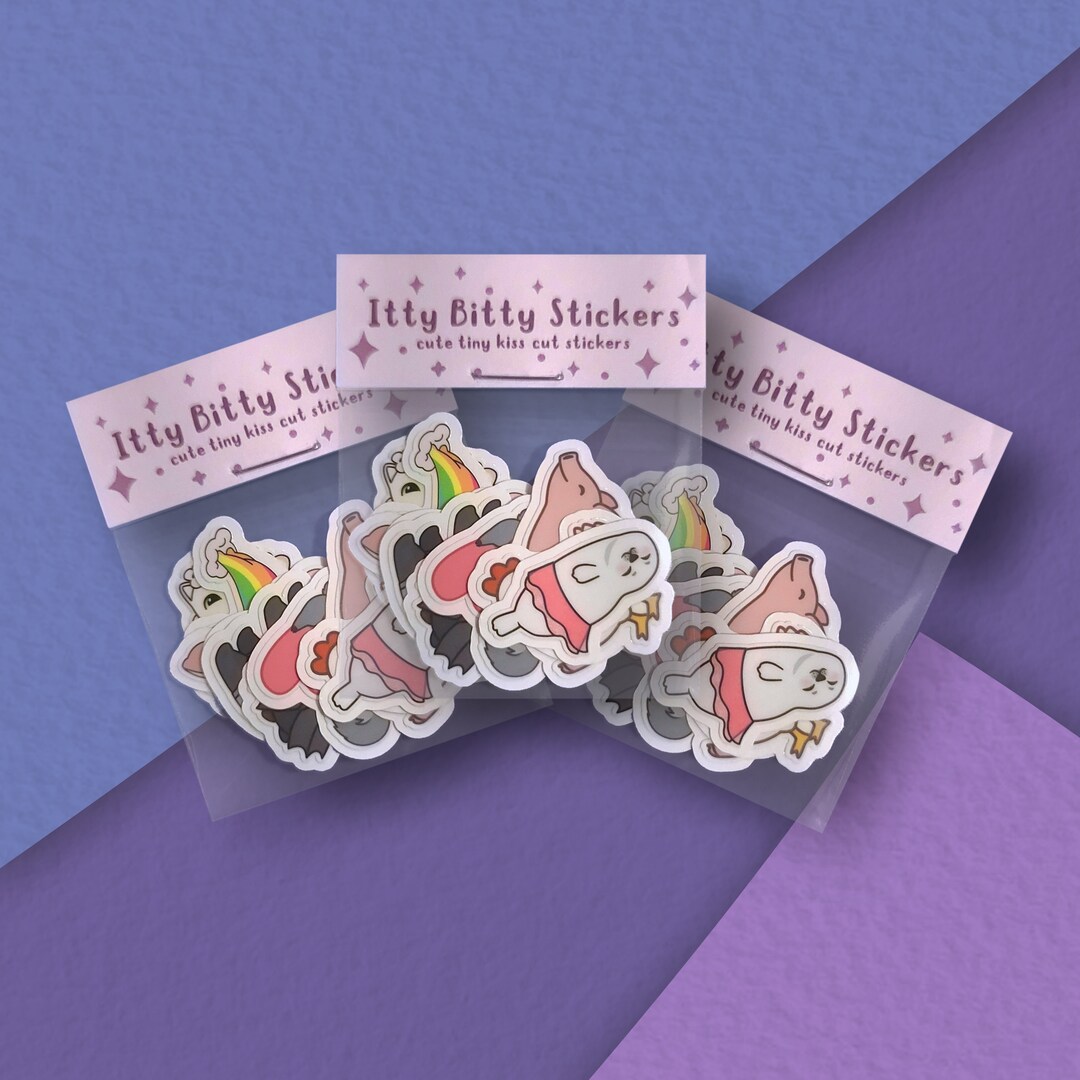 Itty Bitty Tiny Little Animal Stickers - Waterproof Glossy Vinyl Kiss ...
