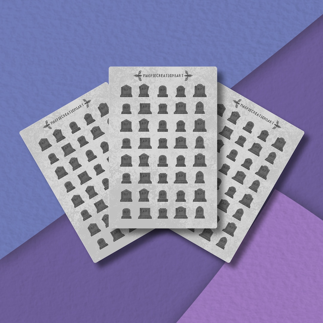 Gravestones - Matte Paper Halloween Tombstone Sticker Sheet - Etsy