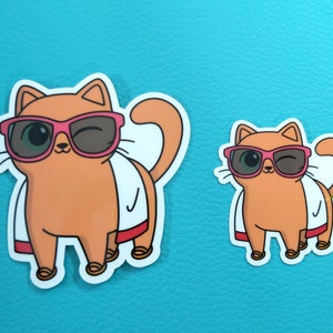 Summer Kitties - Waterproof Glossy Vinyl Cat Stickers - Etsy
