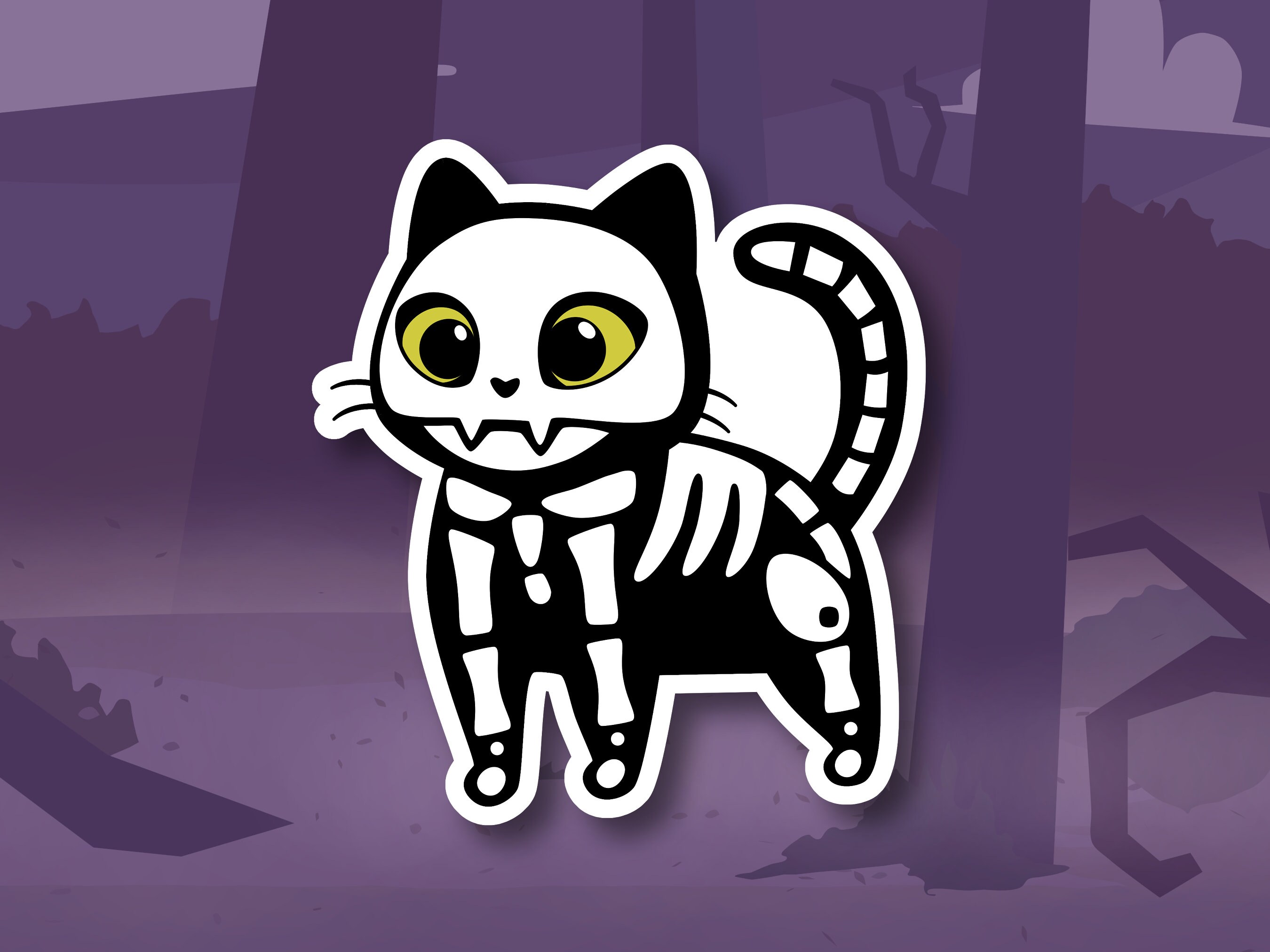 Halloween Cats Spooky Halloween Kitties Waterproof Glossy - Etsy