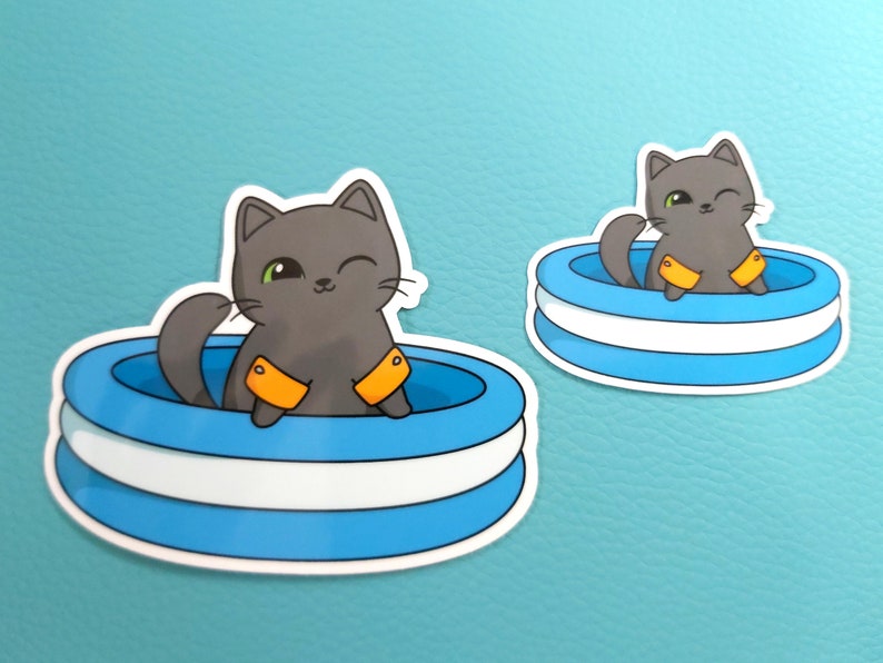 Summer Kitties Waterproof Glossy Vinyl Cat Stickers | Etsy