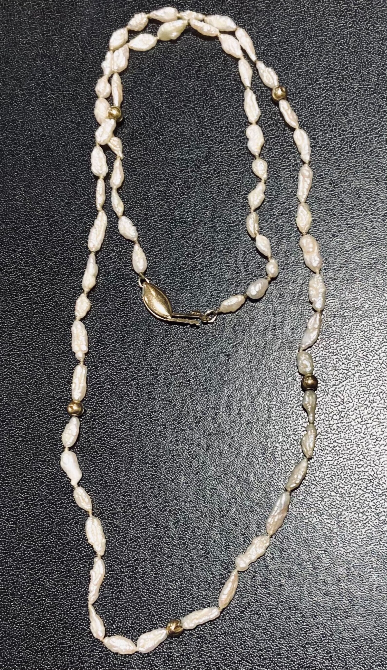 Vintage Freshwater Rice Pearl Necklace With 14k Clasp And Etsy