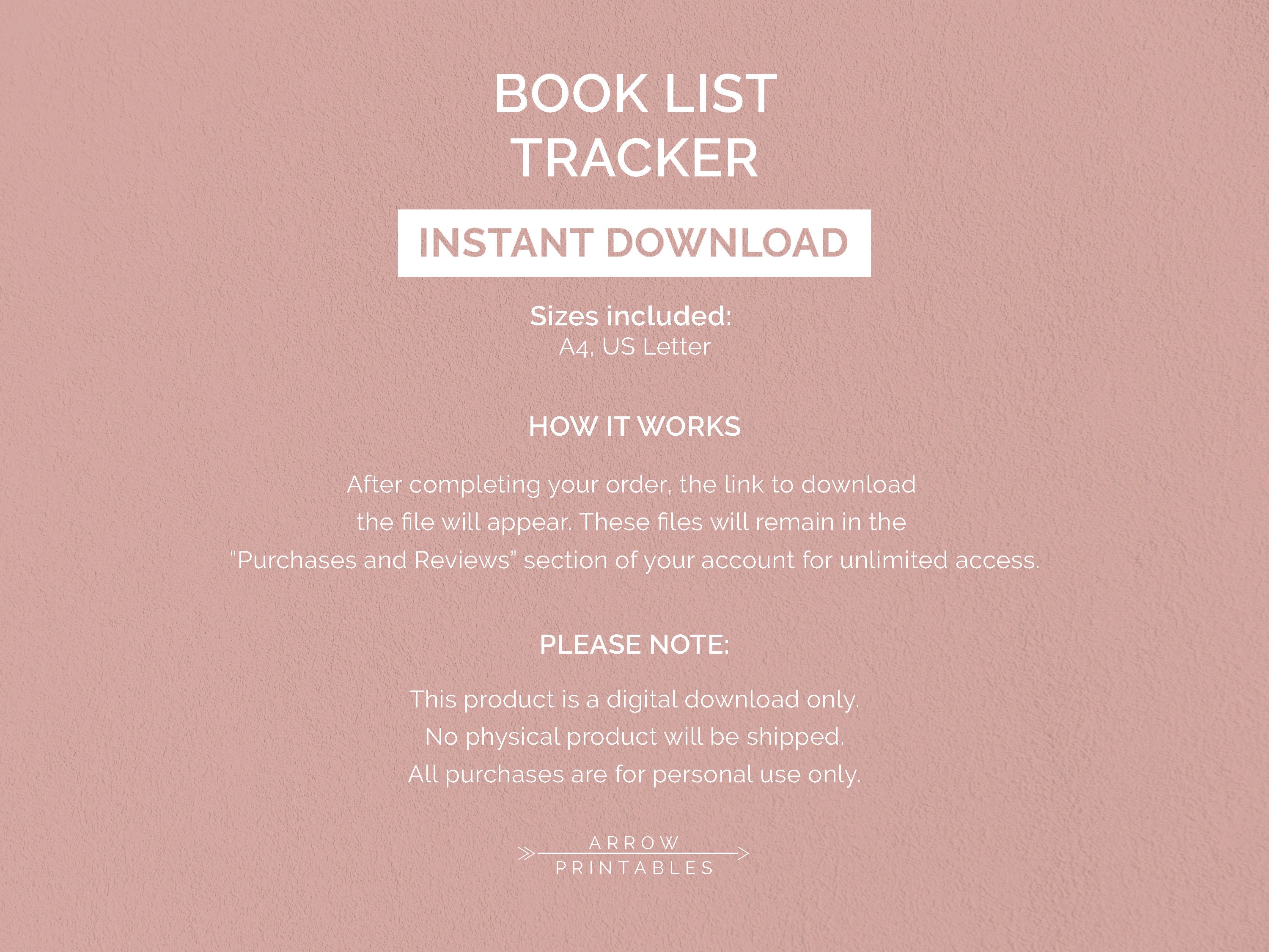Book List Tracker Printable Organization A4 & US Letter Instant ...