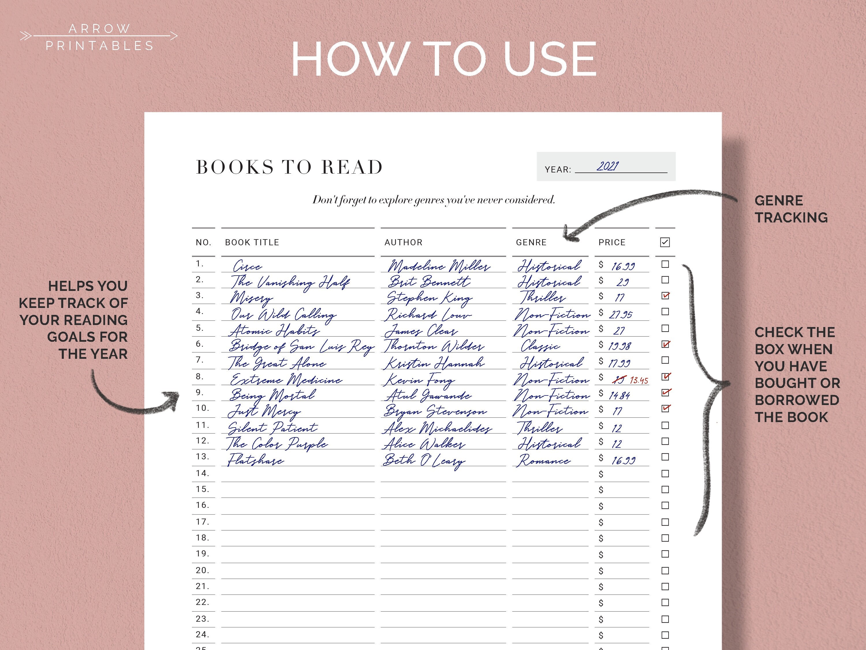 Books to Read Tracker | Printable | TBR | Organization | A4 & US Letter ...