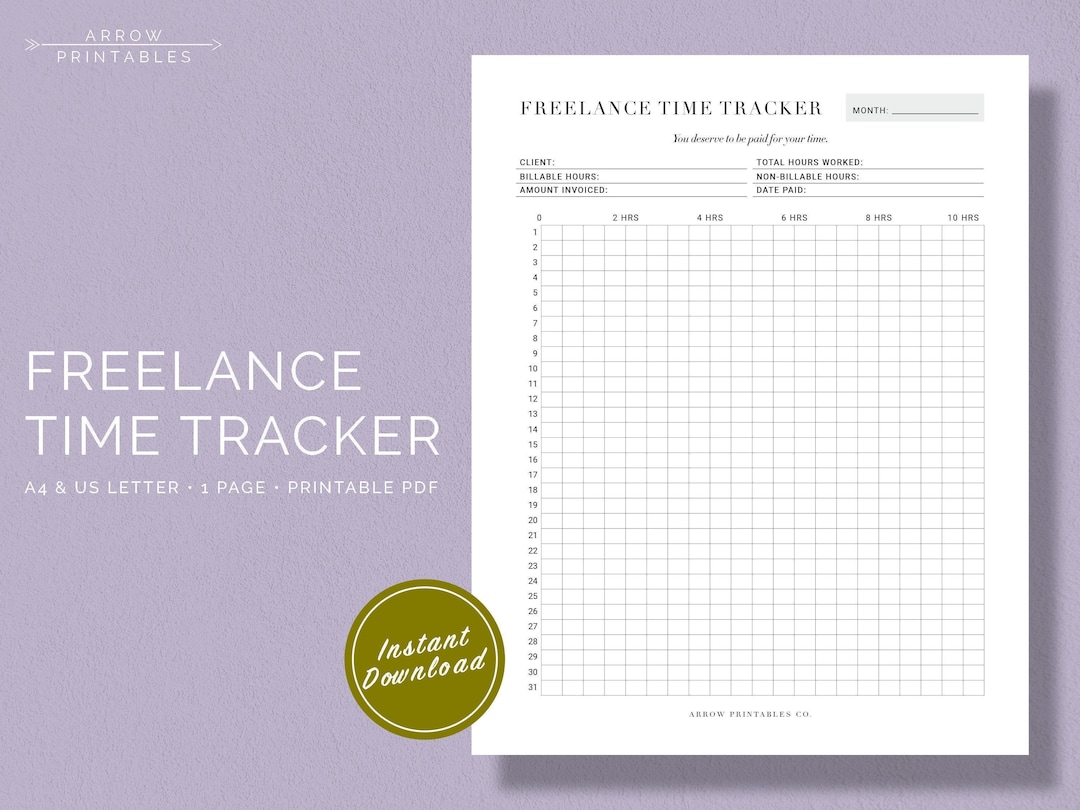 WORK: Freelance Time Tracker | Printable | Billing | Organization | A4 ...