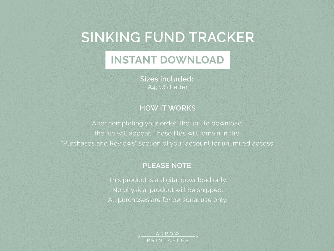 FINANCE: Sinking Funds Tracker | Printable | Personal Finance | A4 & US ...