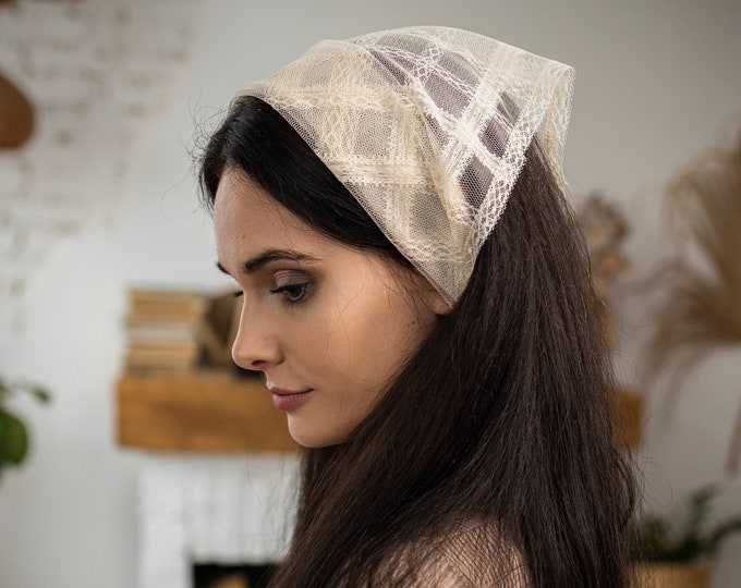 READY-TO-SHIP. Christian Head Wrap Kerchief Offwhite Church Women Head ...