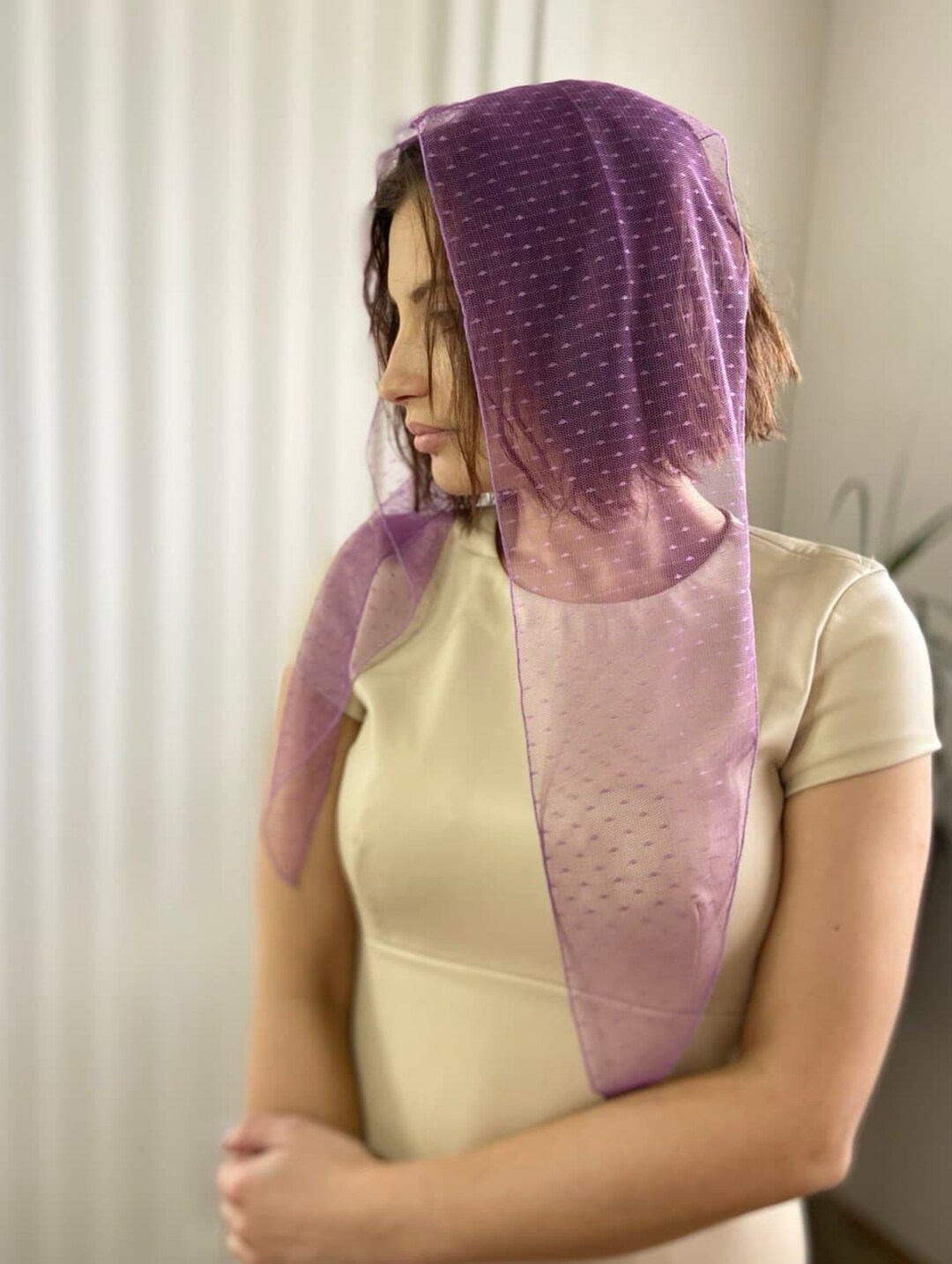 Ready-to-ship. More Colors Dotted Christian Scarf Church Scarf Head ...