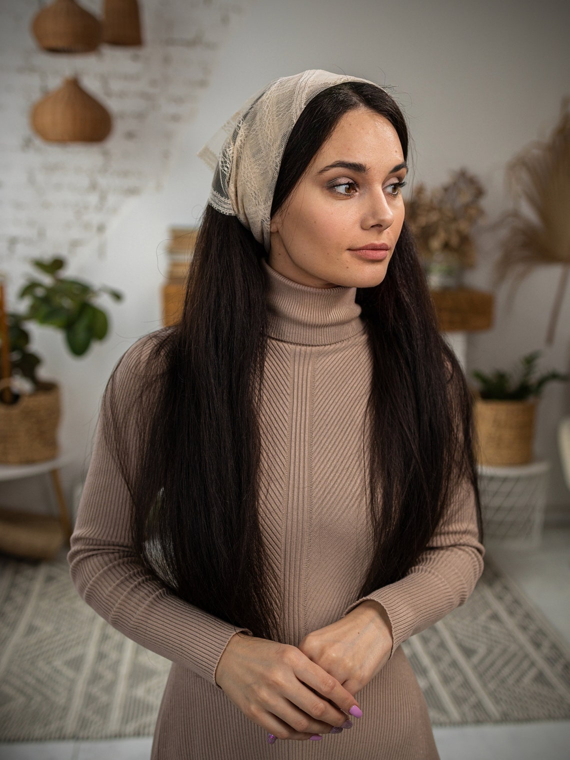 READY-TO-SHIP. Christian Head Wrap Kerchief Offwhite Church Women Head ...