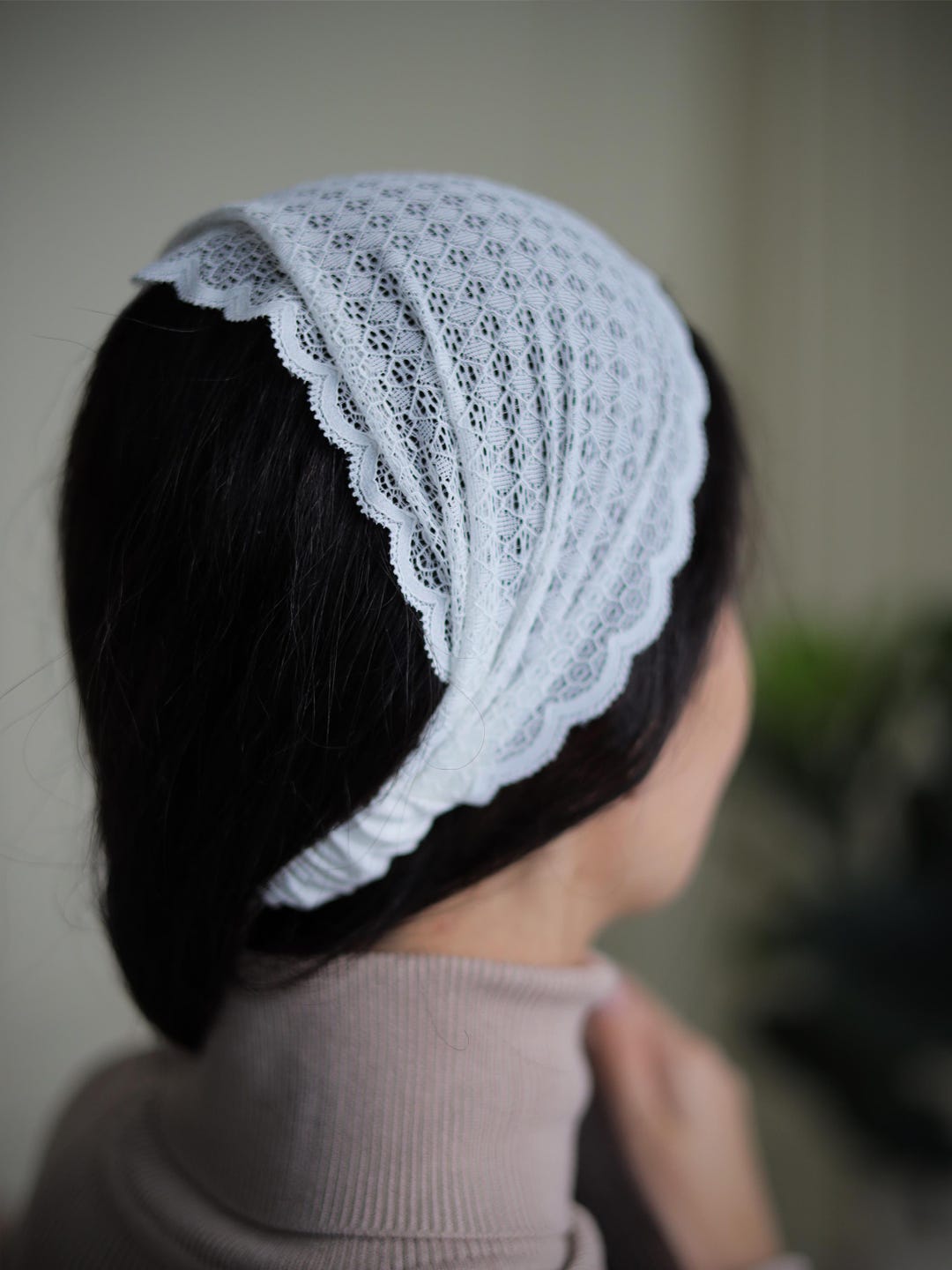 READY-TO-SHIP Stretch Lace Headband With Elastic Church Head Covering ...