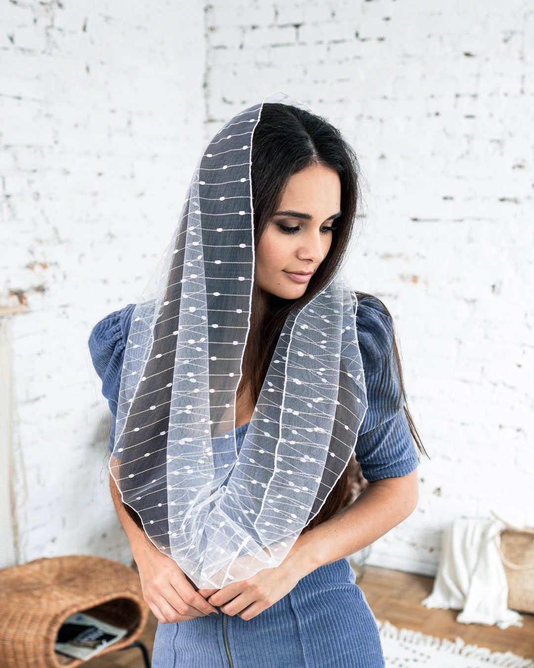 READY-TO-SHIP Light Blue\ off White\ Black\ Grey Infinity Mantilla Head ...