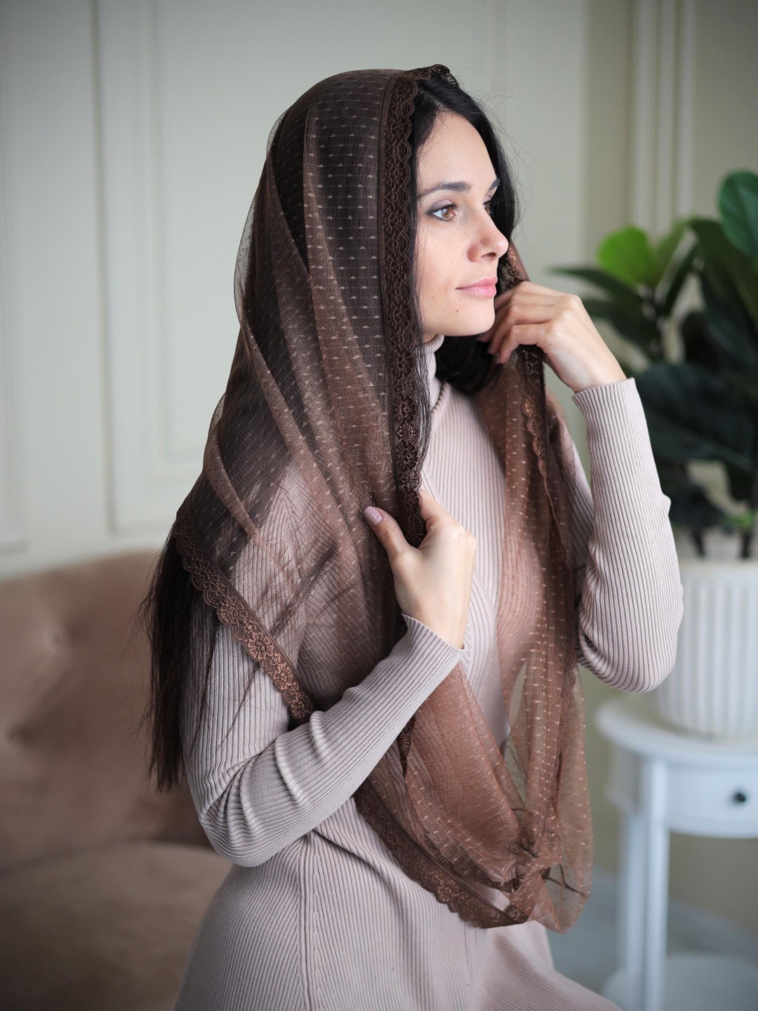 READY-TO-SHIP More Colors Dotted Infinity Head Covering With Lace ...