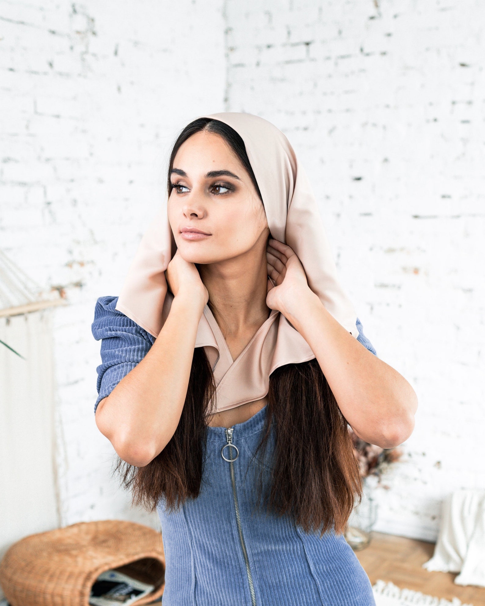 READY-TO-SHIP. Gold and Blush Pink Silk Triangle Kerchief - Etsy