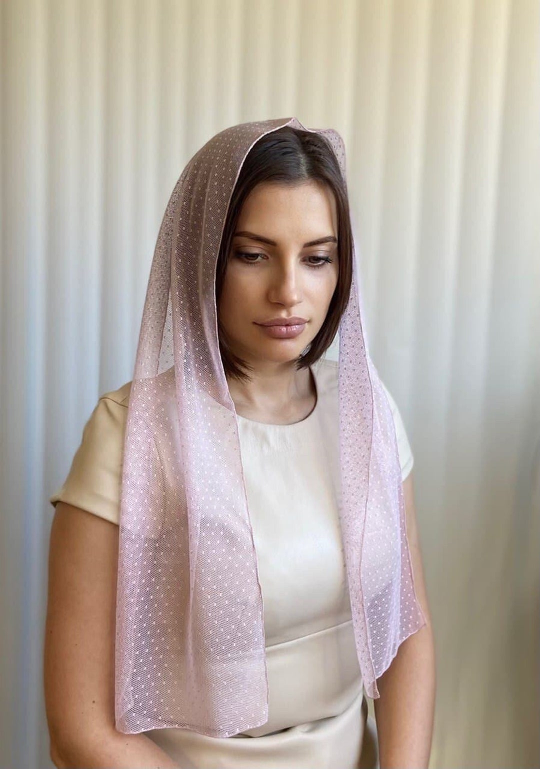 Dusty Rose \ Purple Dotted Shawl Christian Scarf Church Head Covering ...