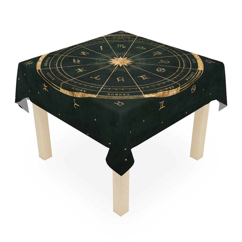 Elvish Green Gold Astrology Altar Cloth Witchy Tablecloth - Etsy