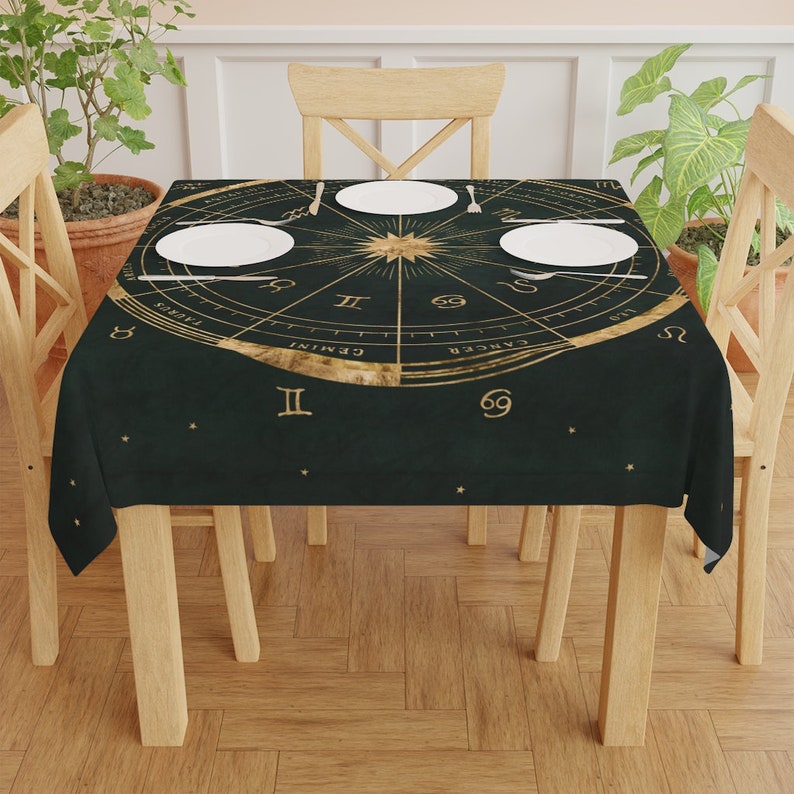 Elvish Green Gold Astrology Altar Cloth Witchy Tablecloth - Etsy