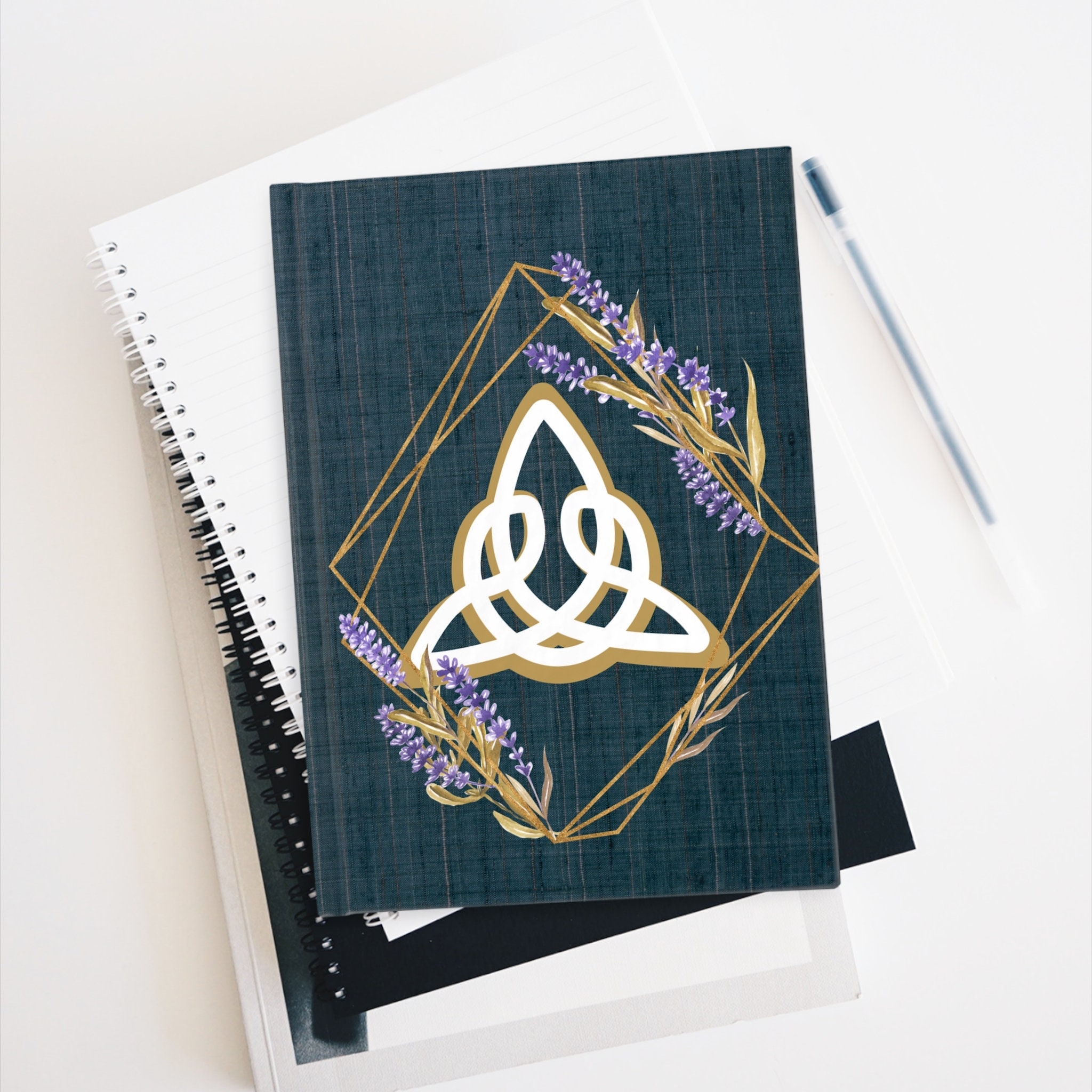 Triquetra Irish Pagan Floral Green Witch BOS Journal Ruled Line Witchy Notebook - Etsy