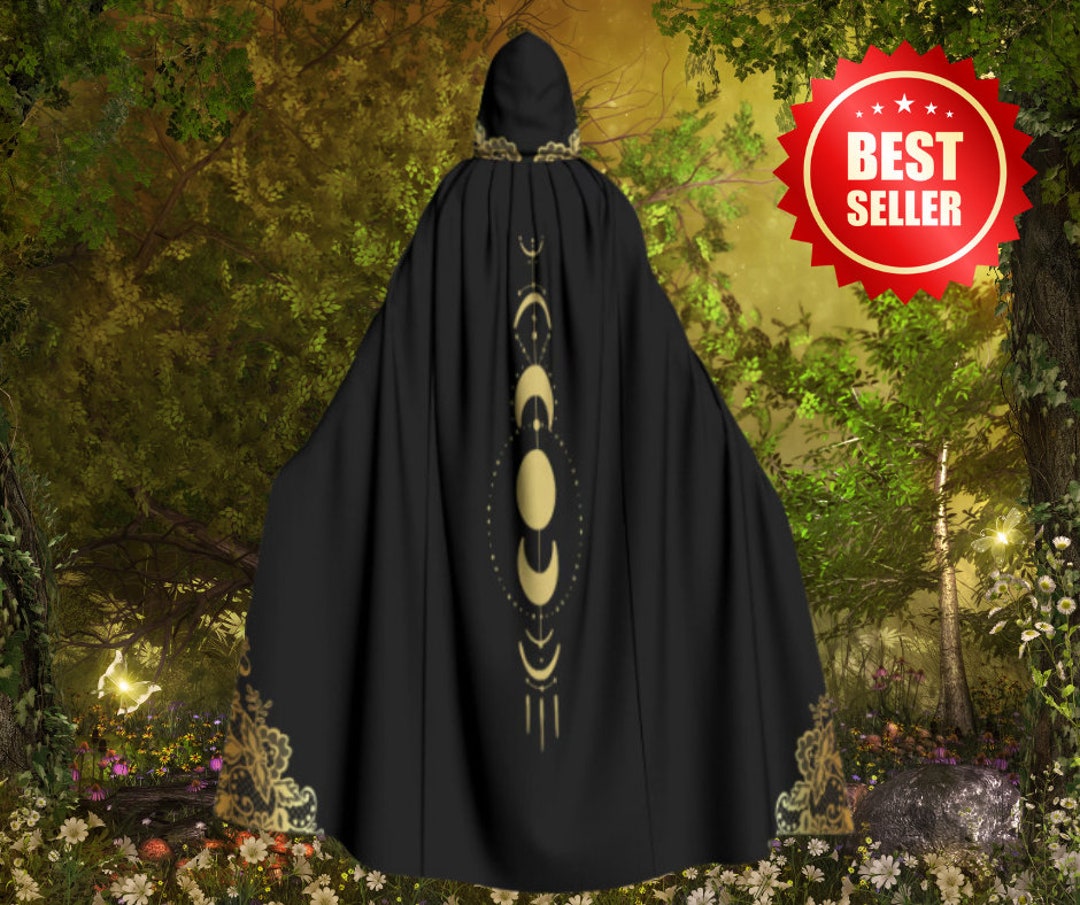Enchanted Moon Phases Cloak Wiccan & Medieval Faire Attire, Astrology ...
