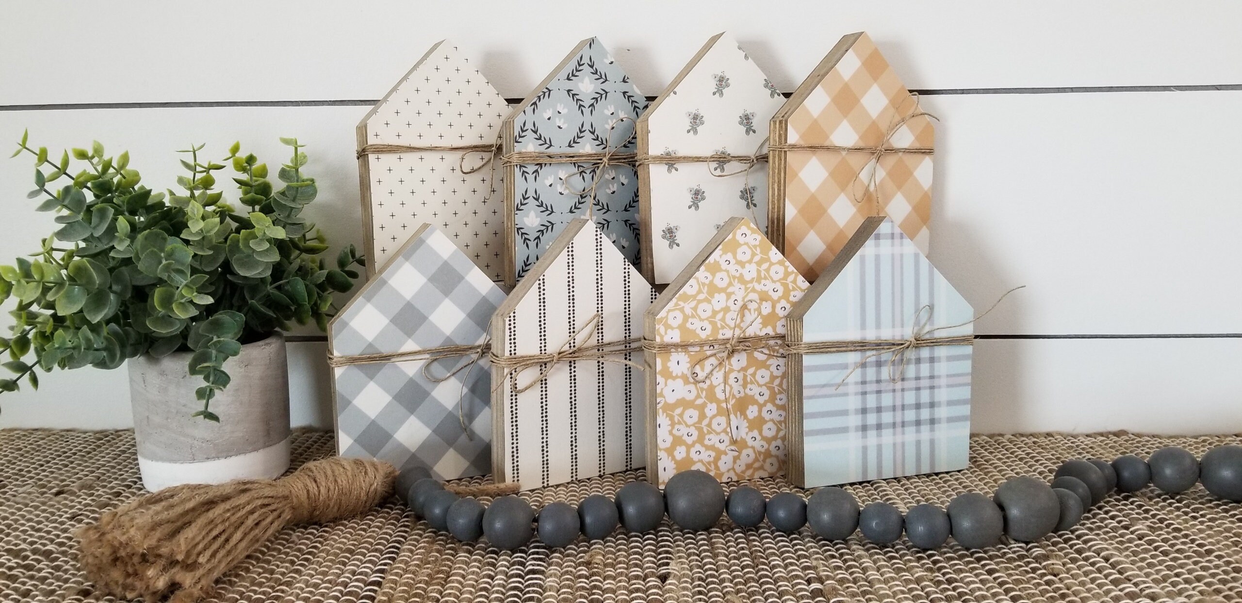 Mini wooden house mini wood sign tiered tray decor wooden | Etsy