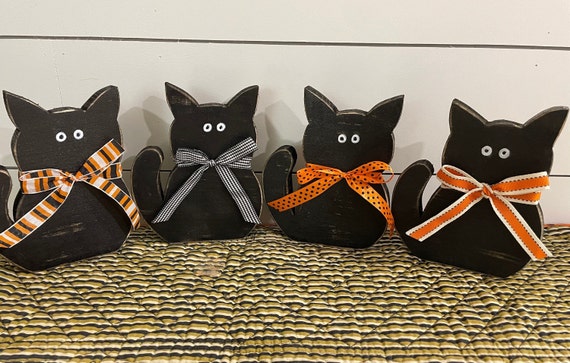 Black Cat Rustic Black Cat Wood Black Cat Halloween Cat - Etsy
