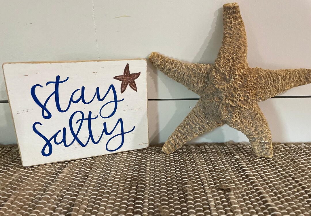 Stay Salty Sign, Wood Sign, Summer Sign, Beach Decor, Shelf Sitter ...