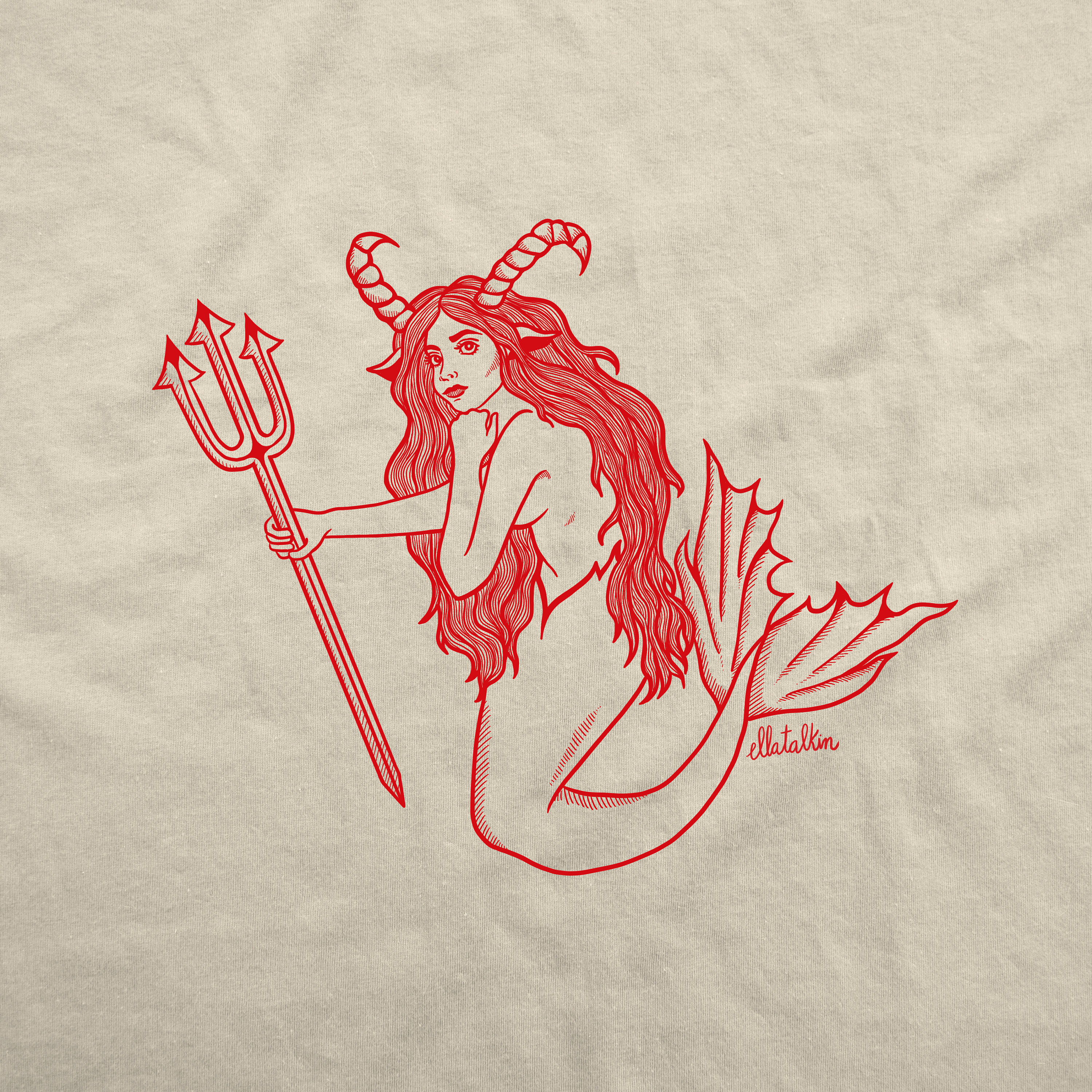 Devil Mermaid Graphic Tee Camiseta Ilustrada Camiseta Unisex Camiseta ...