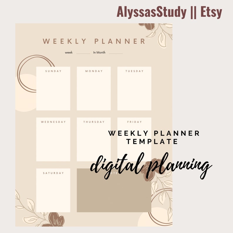 Cream Aesthetic Weekly Digital Planner Nursing School - Etsy
