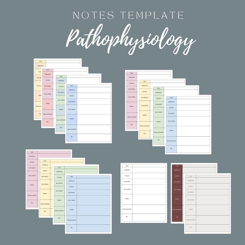 Pathophysiology Nursing Notes Template Cornell Conditions Template - Etsy