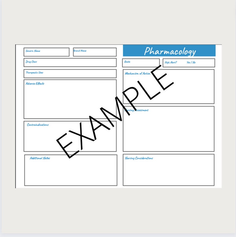 Pharmacology Notes Template Active Learning Nursing - Etsy
